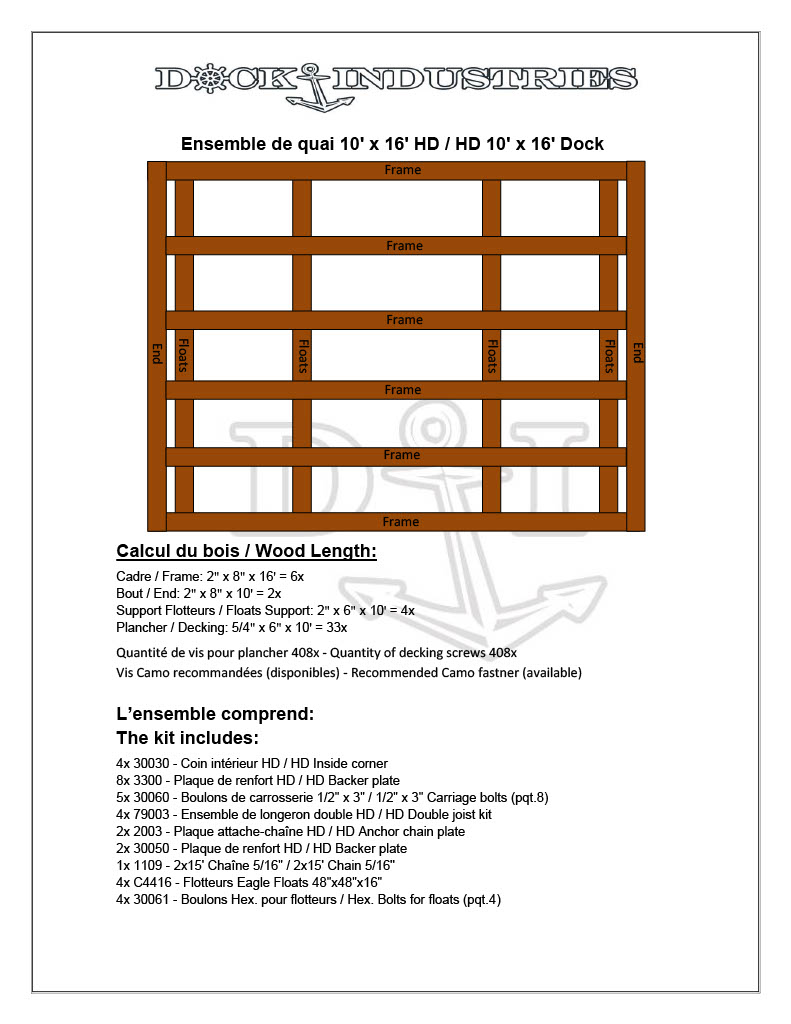 Heavy Duty dock kit 10'x16' - Dock Industries Heavy Duty dock kit 10'x16' - Dock Industries