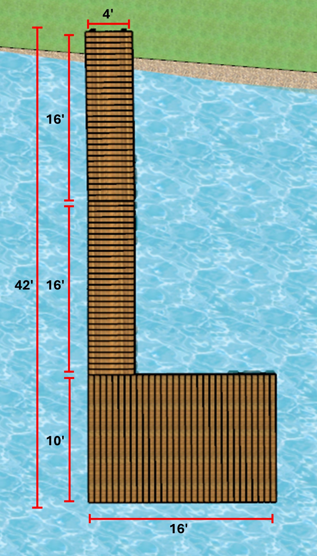 Docks kit 4'x16' semi-floating & 4'x16' floating & 10'x16' floating ...